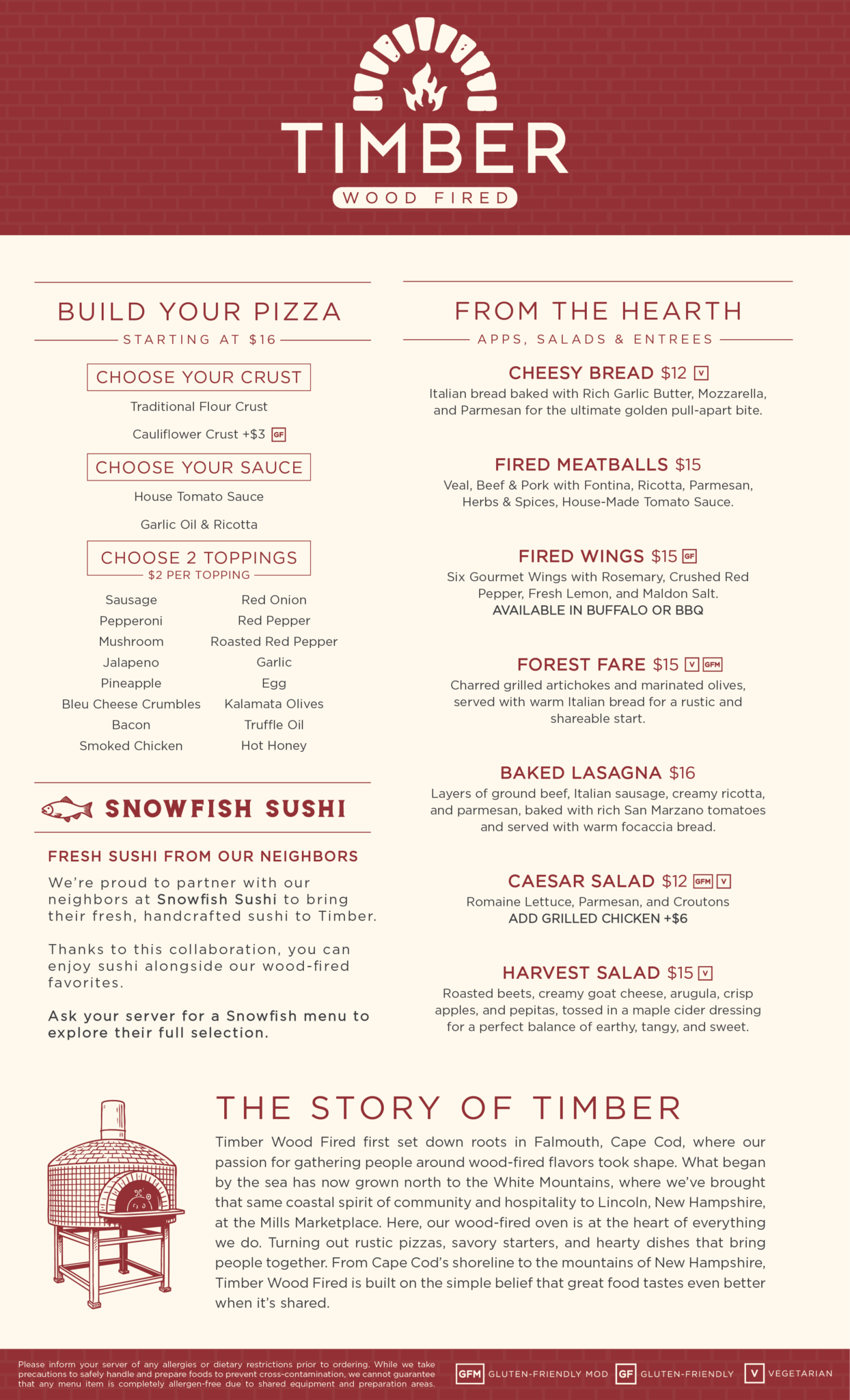 Menus - Timber Wood Fired